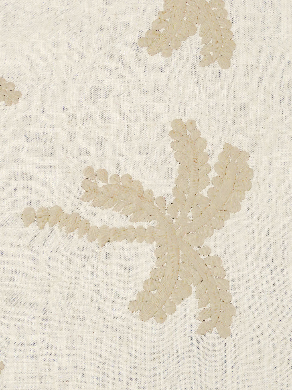Oat/Dark Vanilla Rayon/Linen Palm Tree Embroidered Slubbed Woven - Lux ...