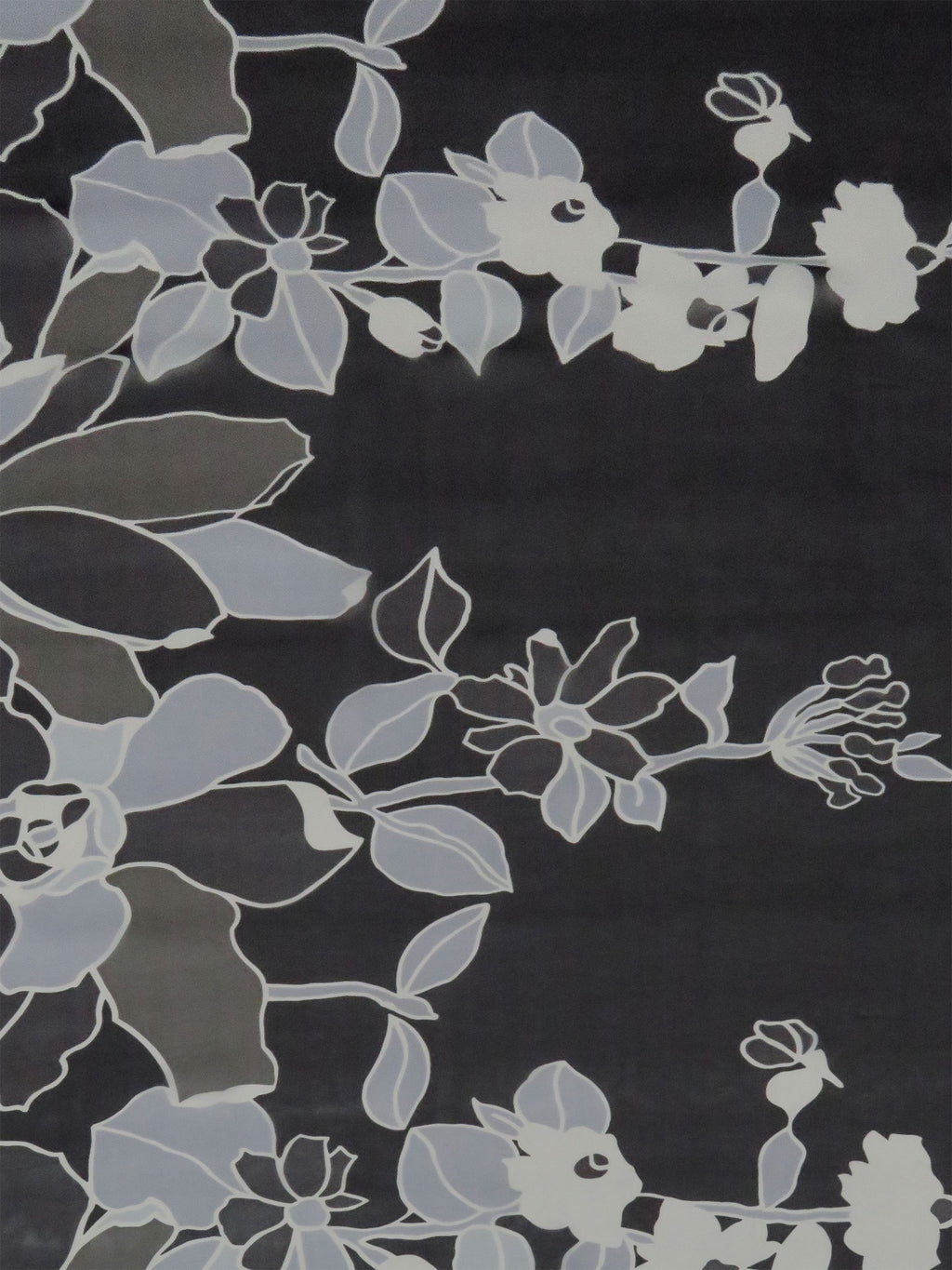 Black/Pale Smokey Gray/Pale Steel Gray/Multi 100% Silk Large Floral Vi ...