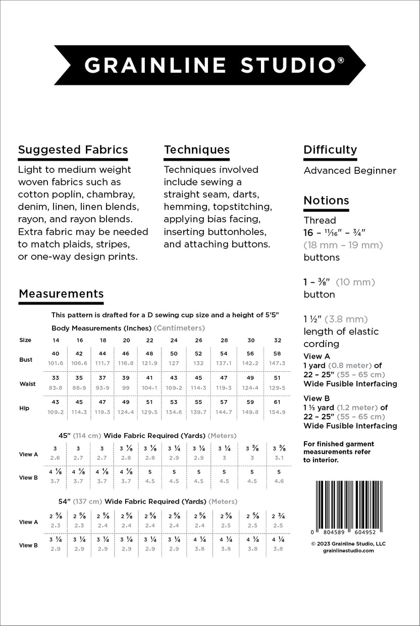 Grainline Studio Patterns - Austin Dress #13005 - Sizes 14-32 – Fabric Mart