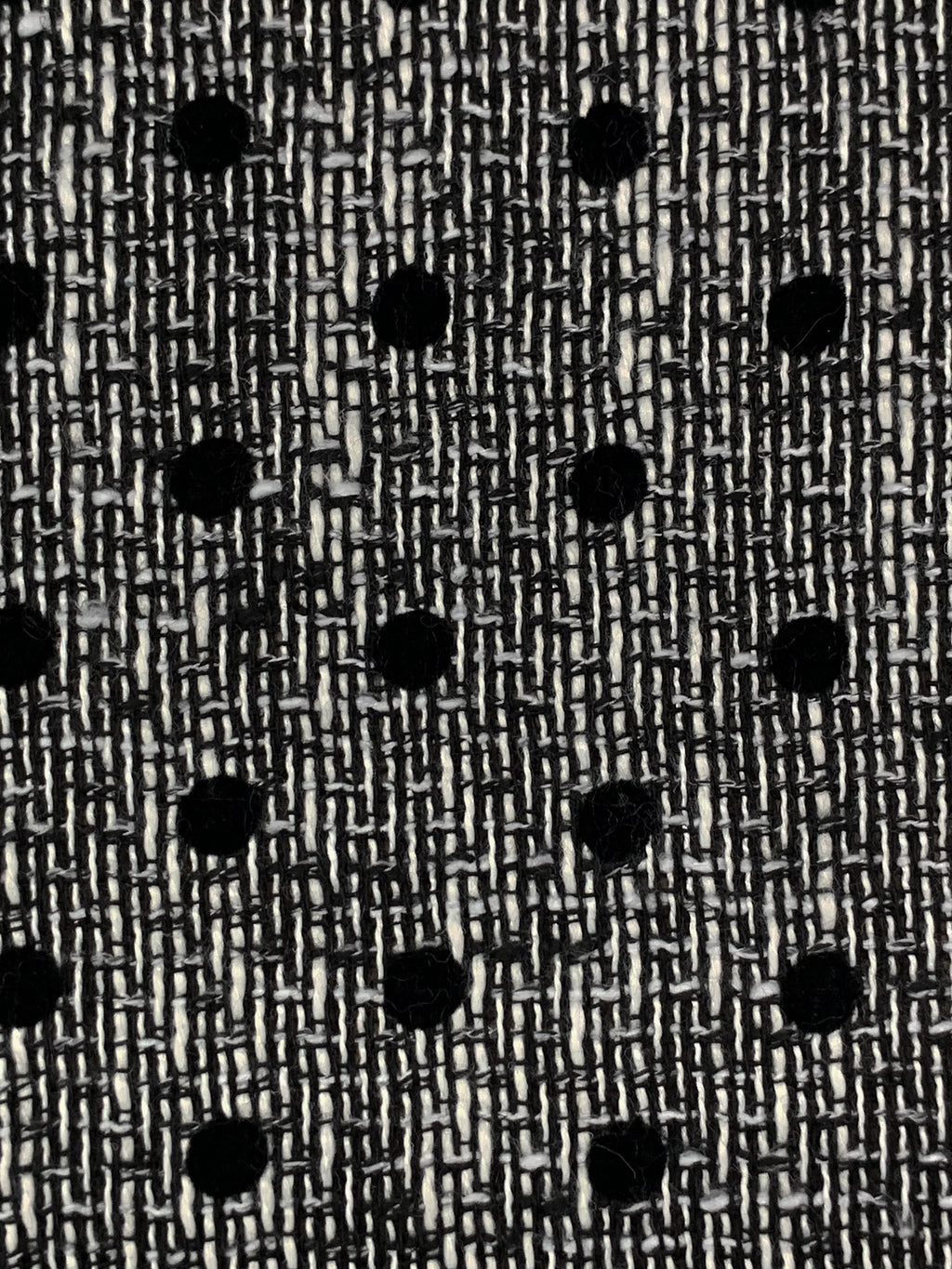 Black/White 100% Polyester Polka Dot Print On Boucle Suiting - NY Desi ...